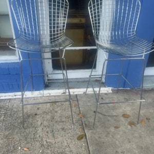 Pair of Knoll Harry Bertoia Bar Stools in Chrome - Etsy