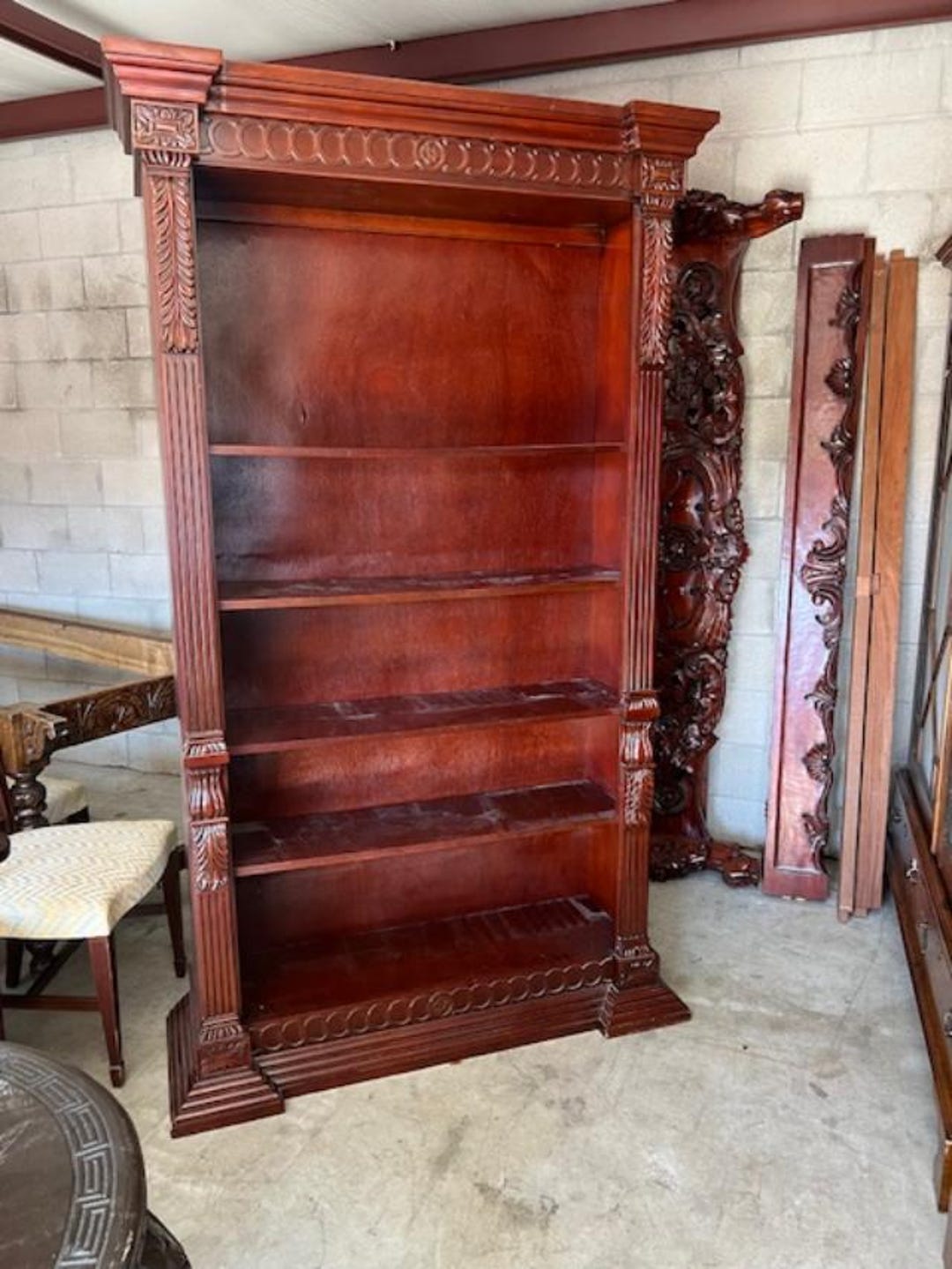 Tall Mahogany Open Bookcase - Etsy