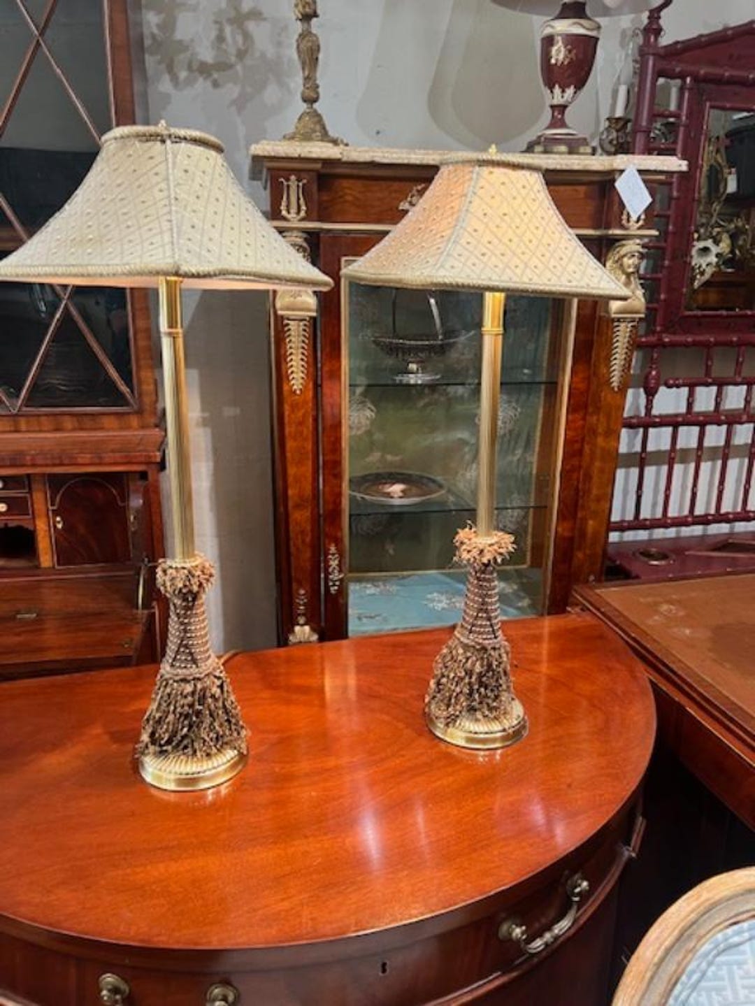 Mid 20th Century Raymond Waites Brass Lamps With Shades 29 Tall. - Etsy