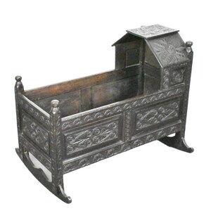 English 19th Century Jacobean Revival Bog Carved Rocking Cradle, - Etsy