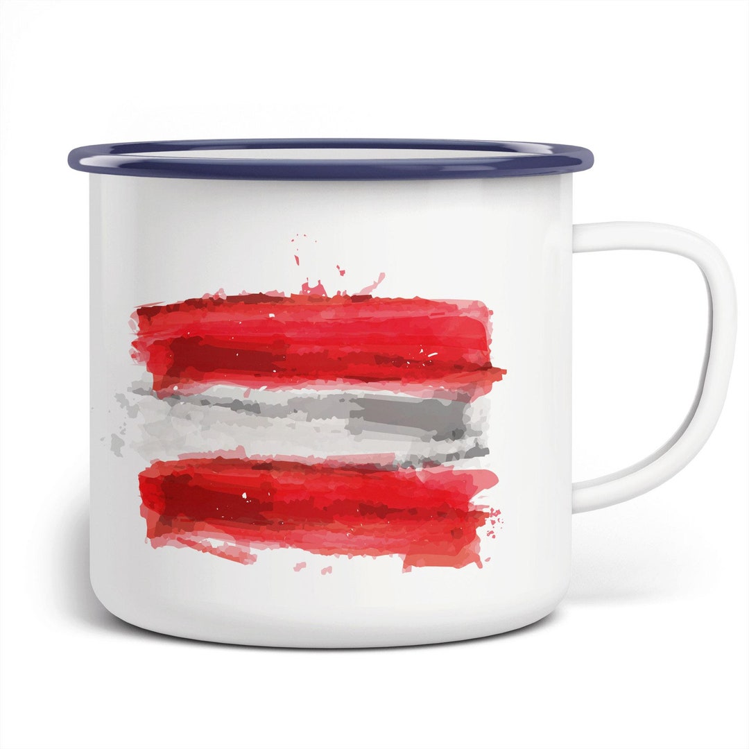 Enamel Mug Camping Austria Flag Hand Printed Mug - Etsy