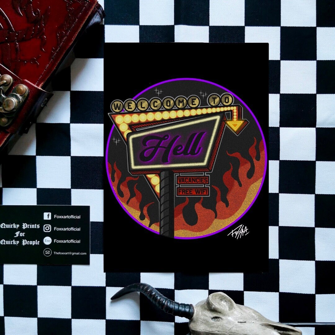 Welcome to Hell - Quirky Print - Art - Wall Hanging - Home Decor ...
