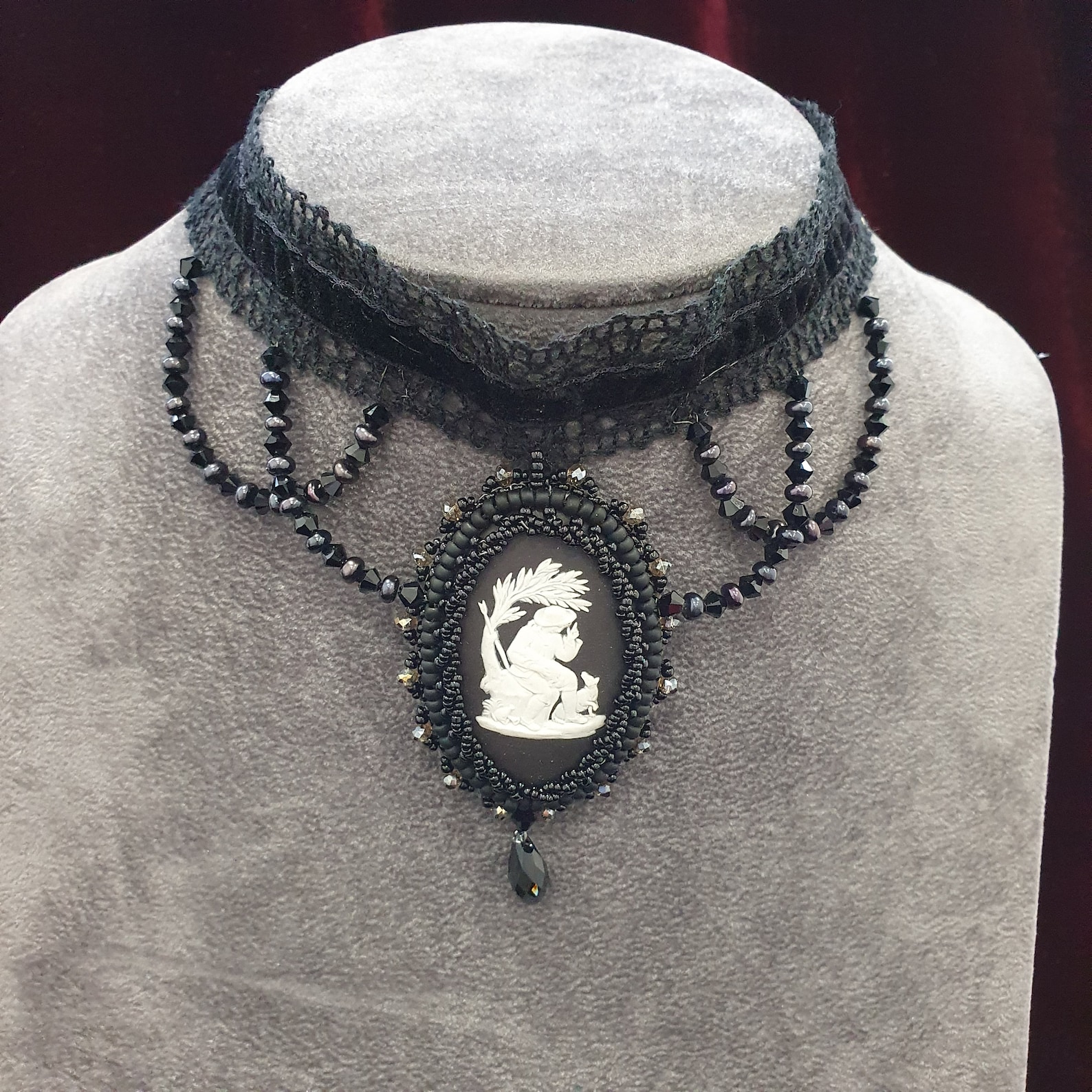 Gargantilla gótica victoriana de encaje negro y terciopelo con | Etsy