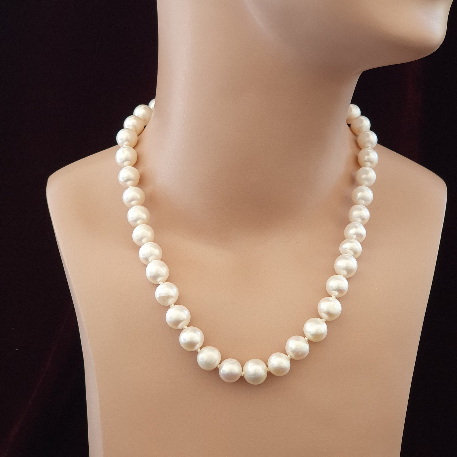 Collar de perlas cultivadas redondas grandes collar de perlas | Etsy