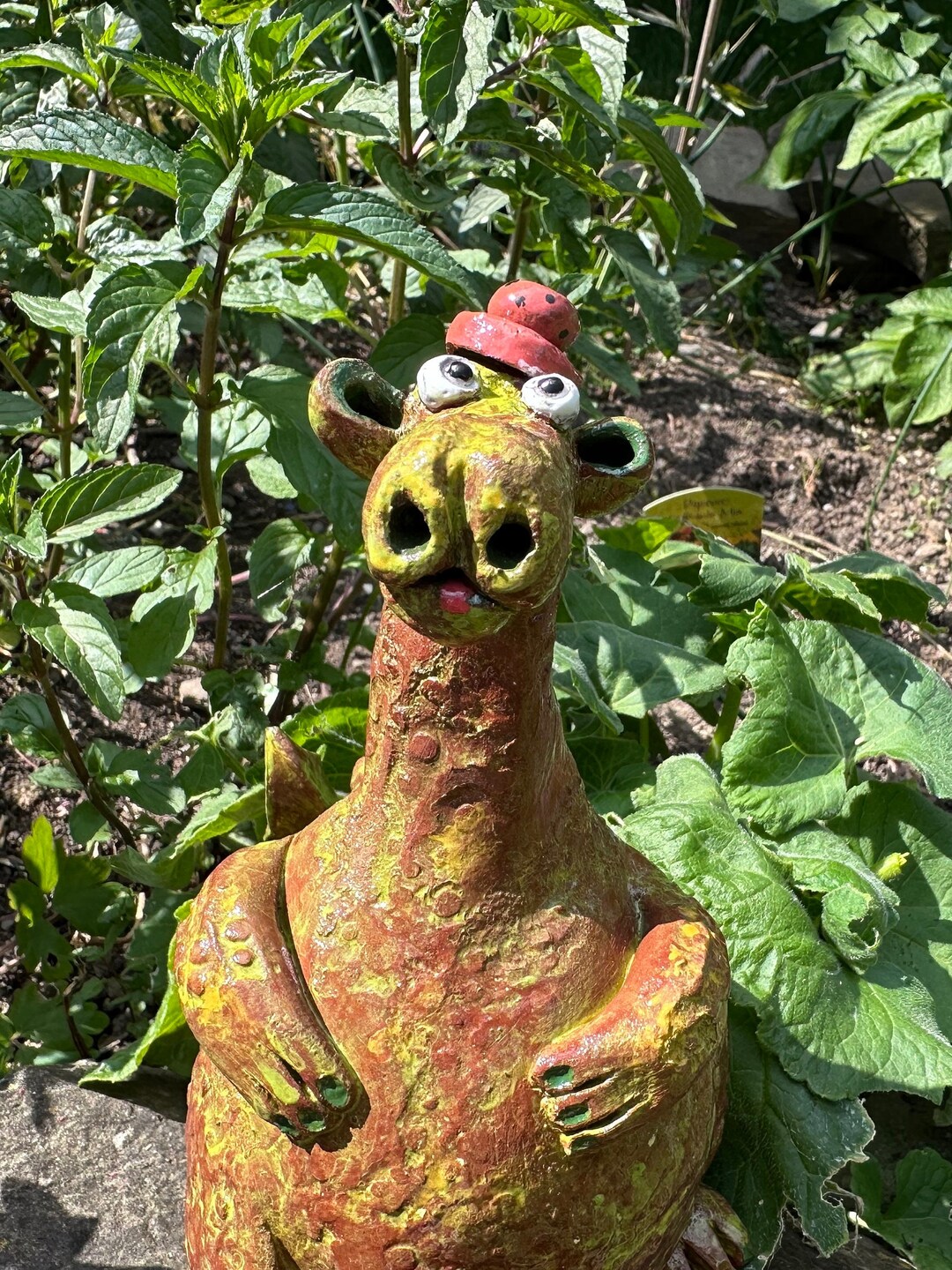 Adorable Ceramic Dinosaur With Hat Ball Was Fired at 1050 Degrees by ...