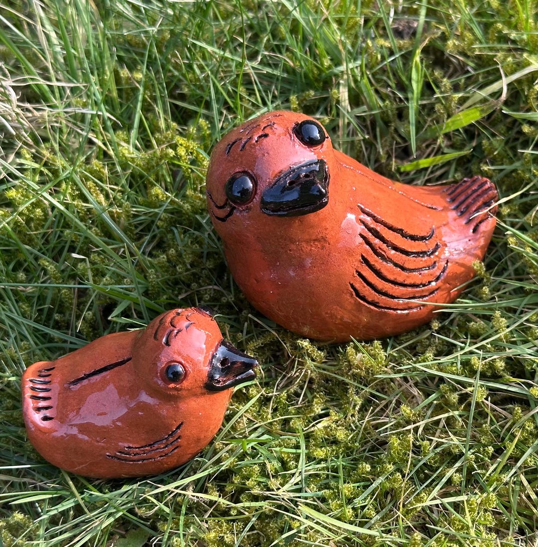 Little Bird Mother With Young Ceramic Unique Pottery Birds Garden ...
