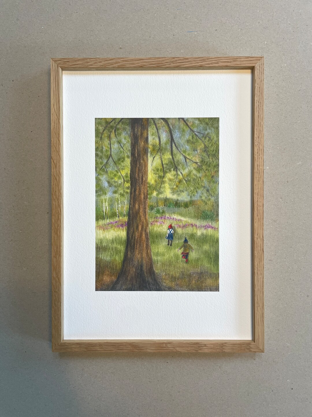 A4 Kunstdruck kinder in Der Natur Mit Rahmen Eiche - Etsy