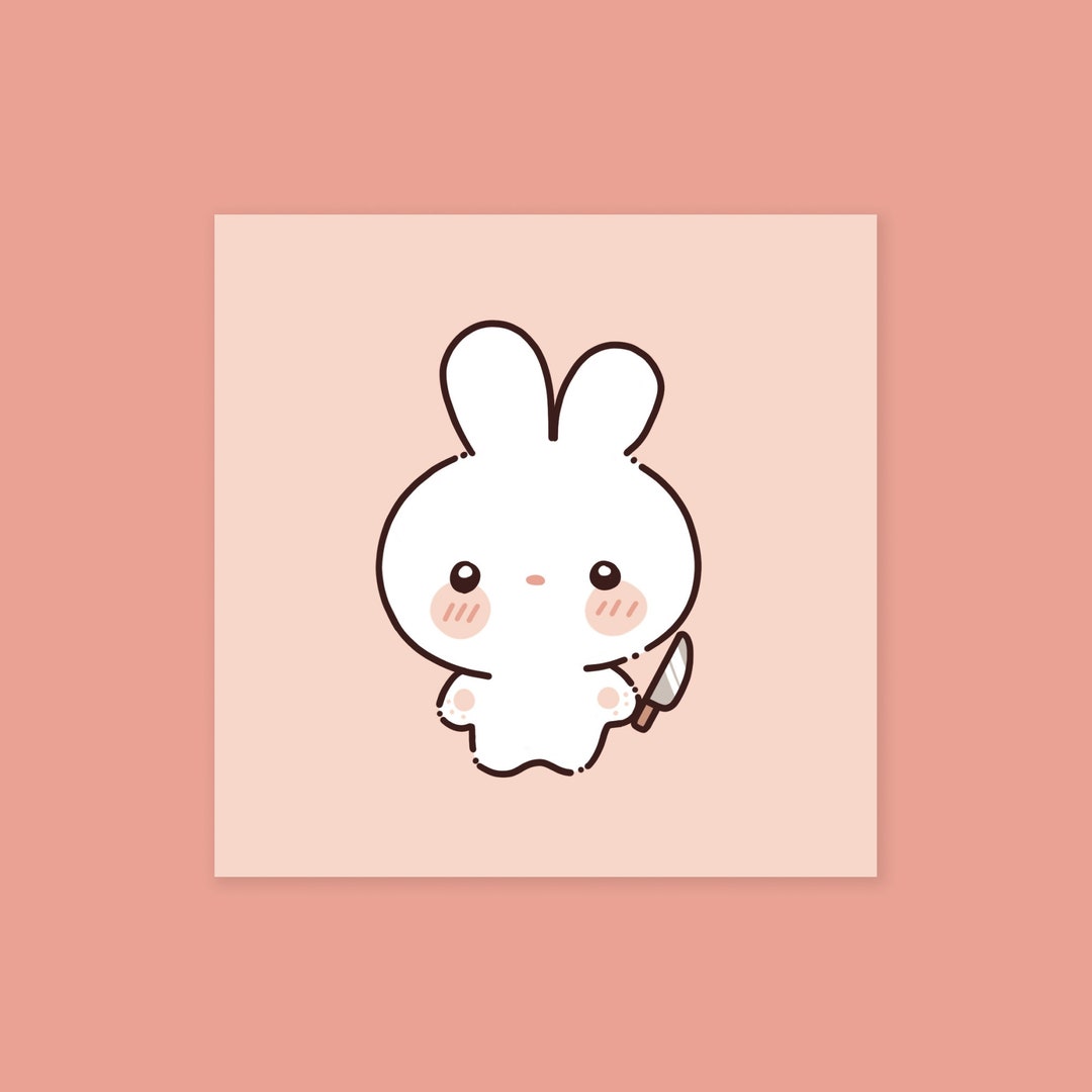 Cute Violent Bunny 5x5 Print - Etsy