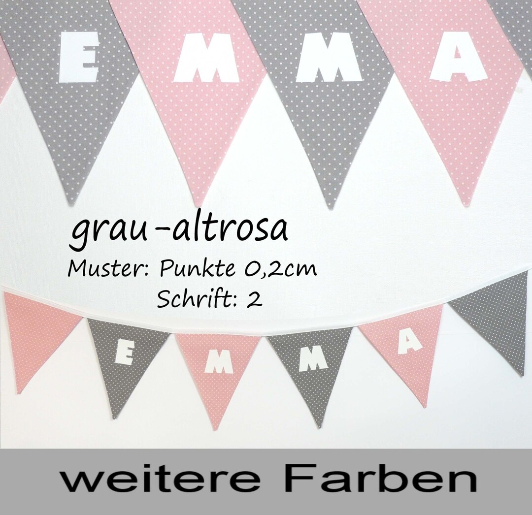 Pennant Chain With Name, Decoration for Children's Room in Grey and Old ...