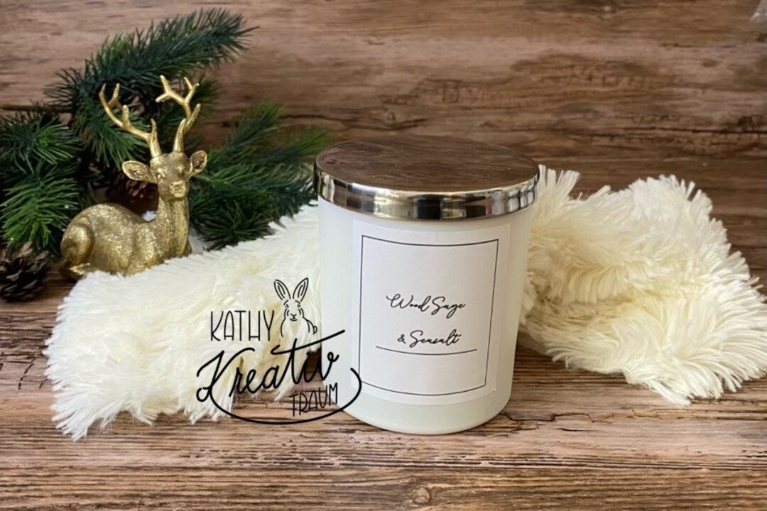 Scented Candle Wood Sage & Seasalt Glass White Matt, Candle, Gift ...