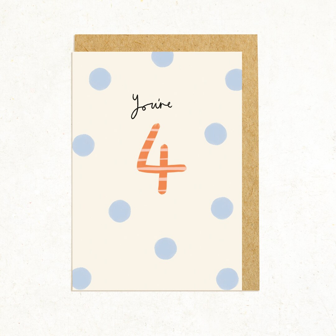 Age 4 Number Birthday Card - Etsy