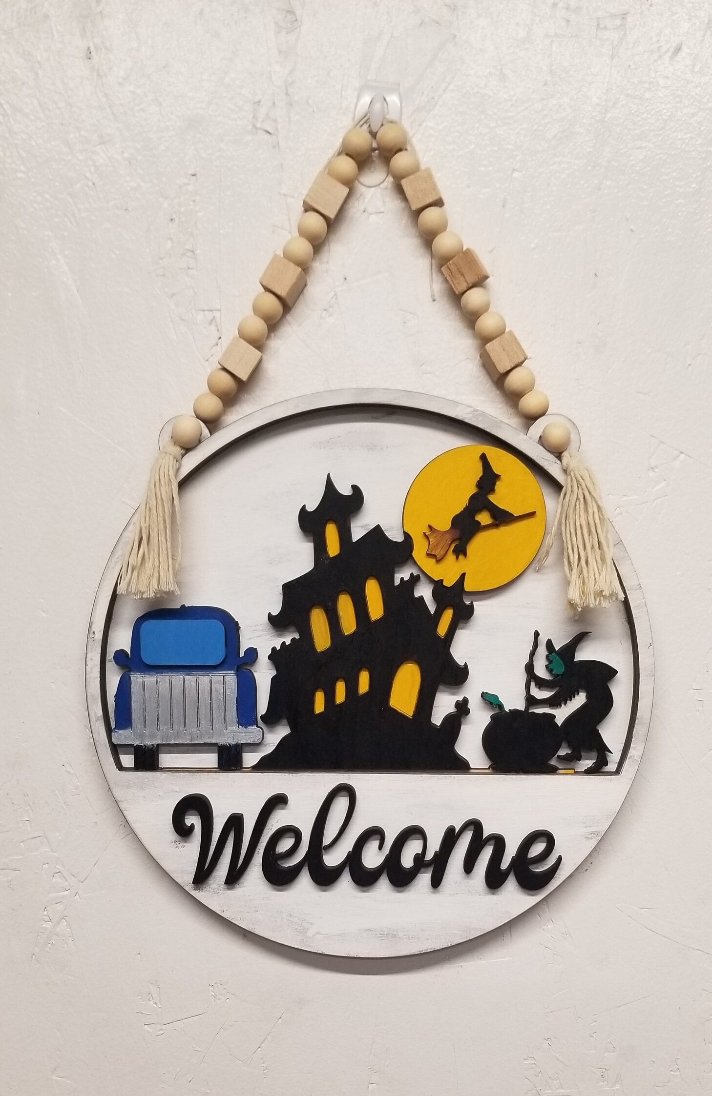 Truck & Haunted House Round Wall Hanger Insert - Etsy
