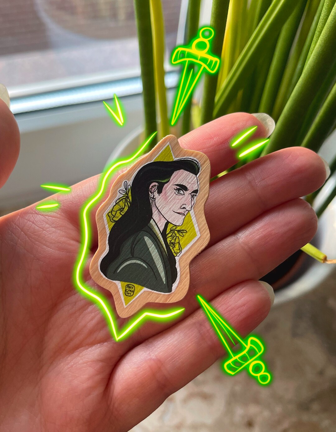 Loki Wood Pin - Etsy