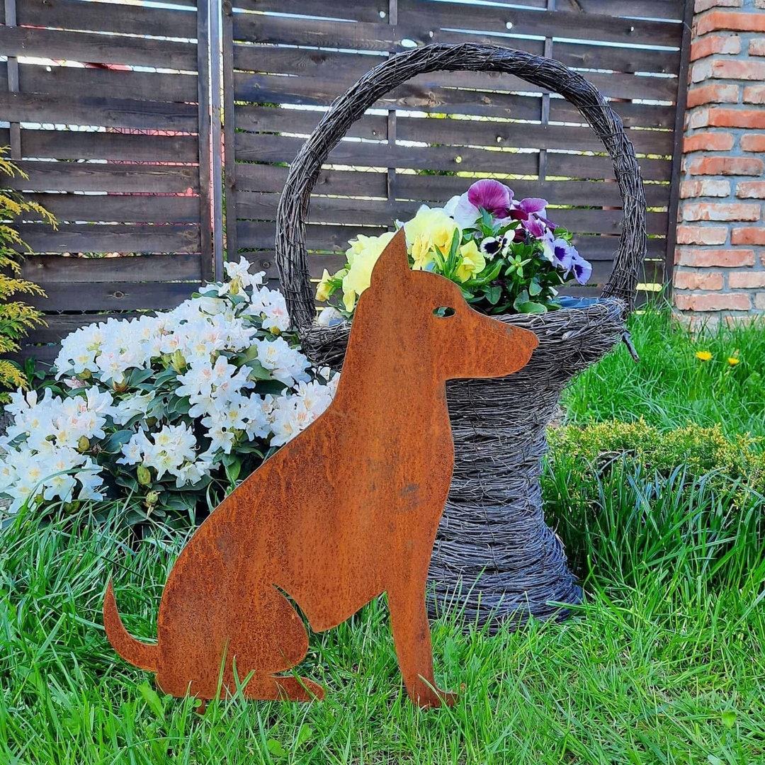 Metal dog garden decor metal dog garden art rusty dog sign - Etsy 日本