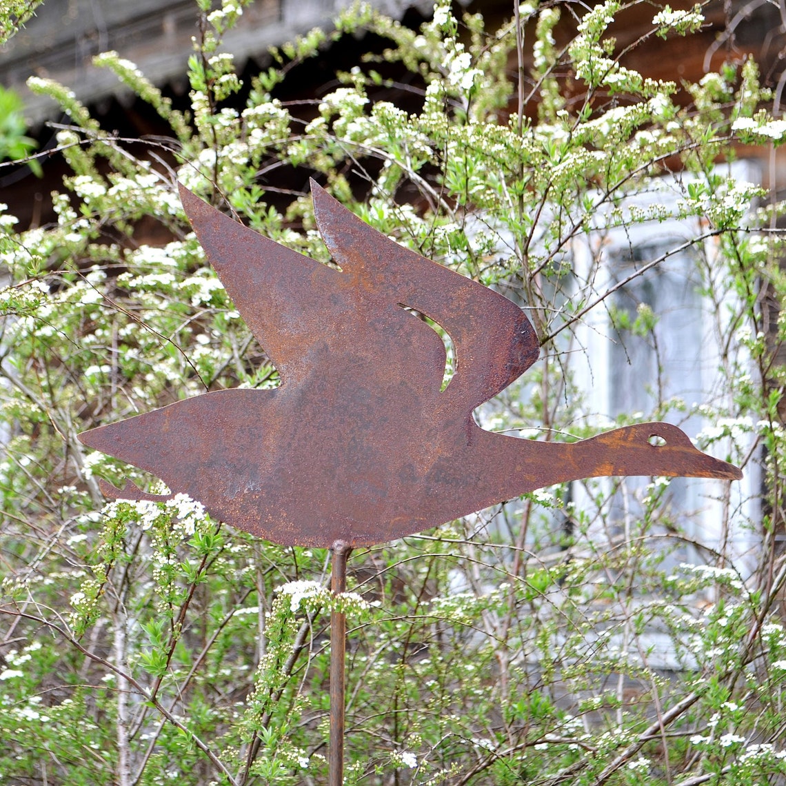 Metal Flying Goose Garden Decor Metal Bird Garden Art Funny - Etsy