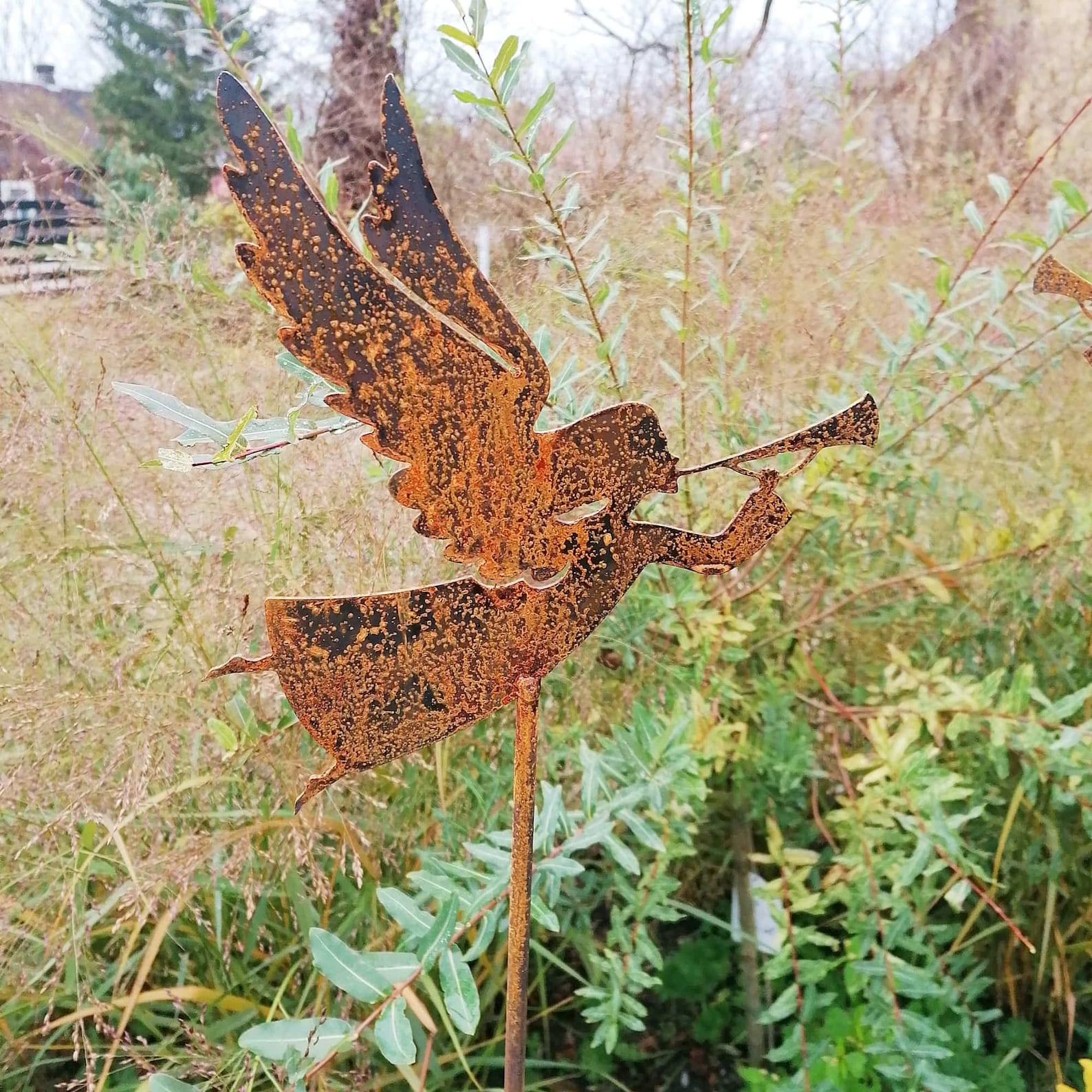 Set of 3 Metal Angel Garden Stakes, Christmas Art, Rusty Angel Garden ...
