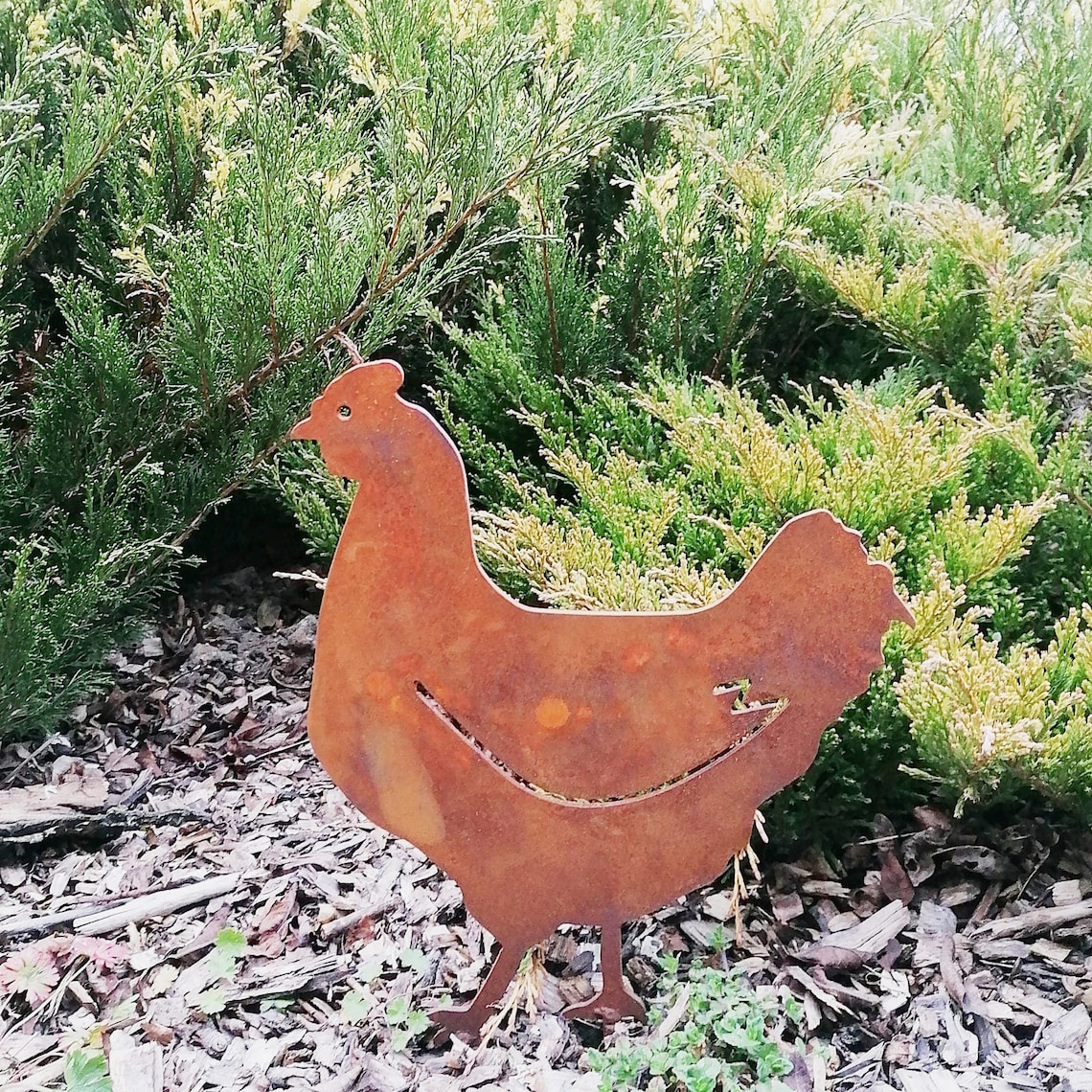 Metal Hen Garden Decor Metal Chicken Garden Art Rusty Hen - Etsy