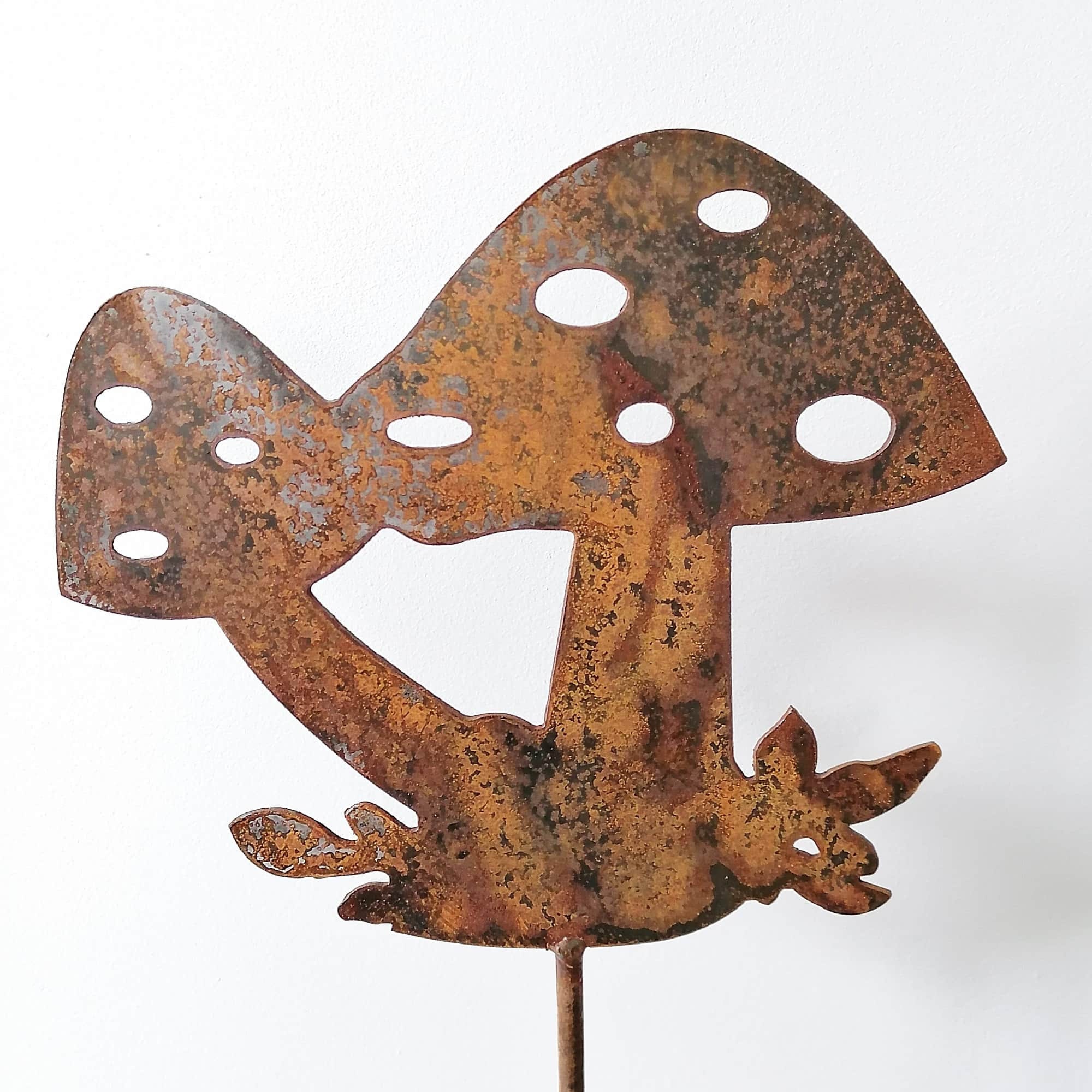 Metal Toadstool Garden Stake, Metal Mushroom Garden Art, Rusty Mushroom ...