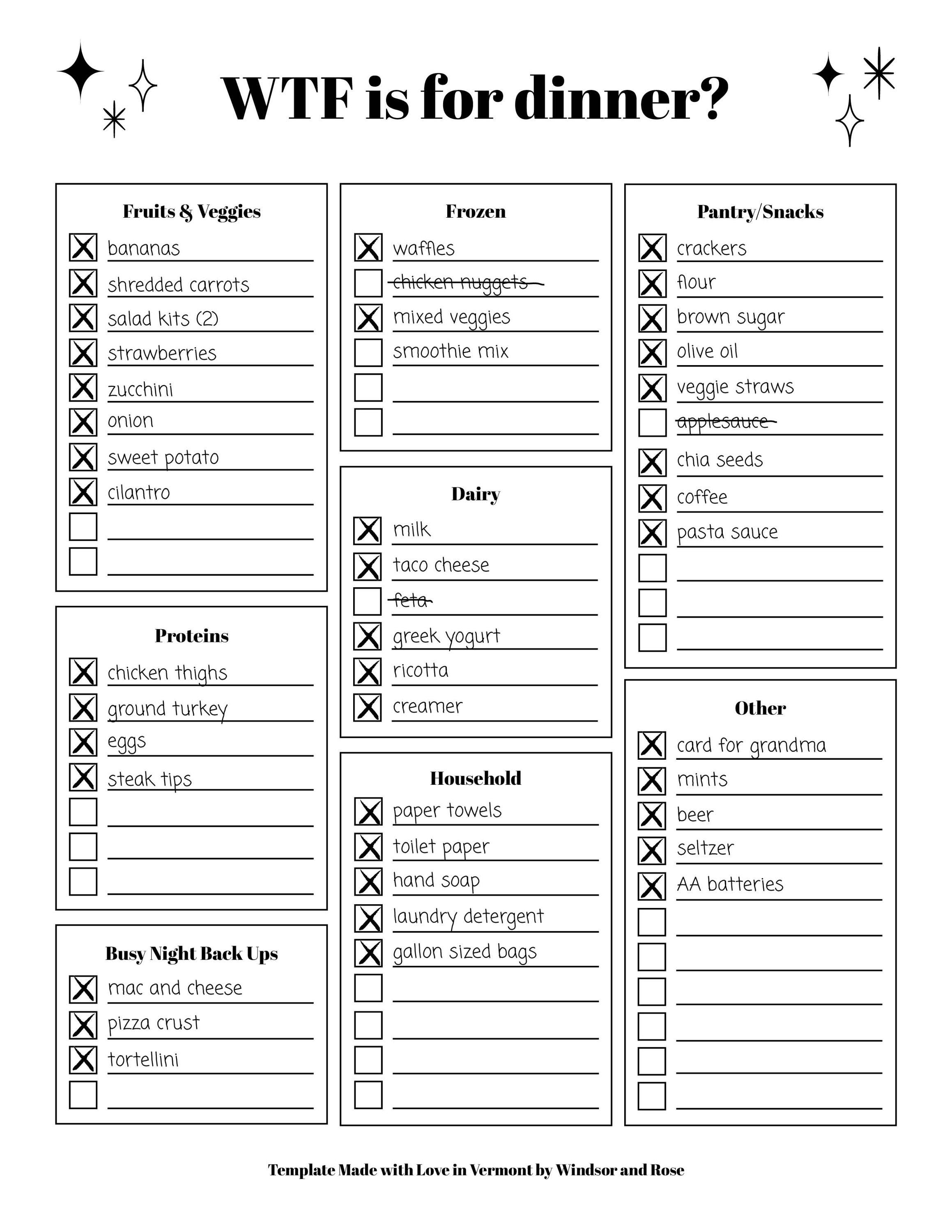 We Have No Food - Printable Grocery List Template | Aesthetic Shopping ...