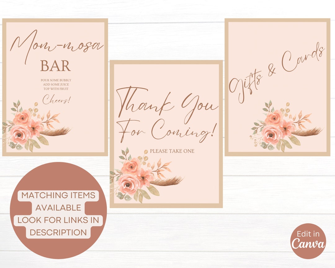 Mom-mosa Bar Sign Printable, Thank You Sign Printable, Gifts and Cards ...