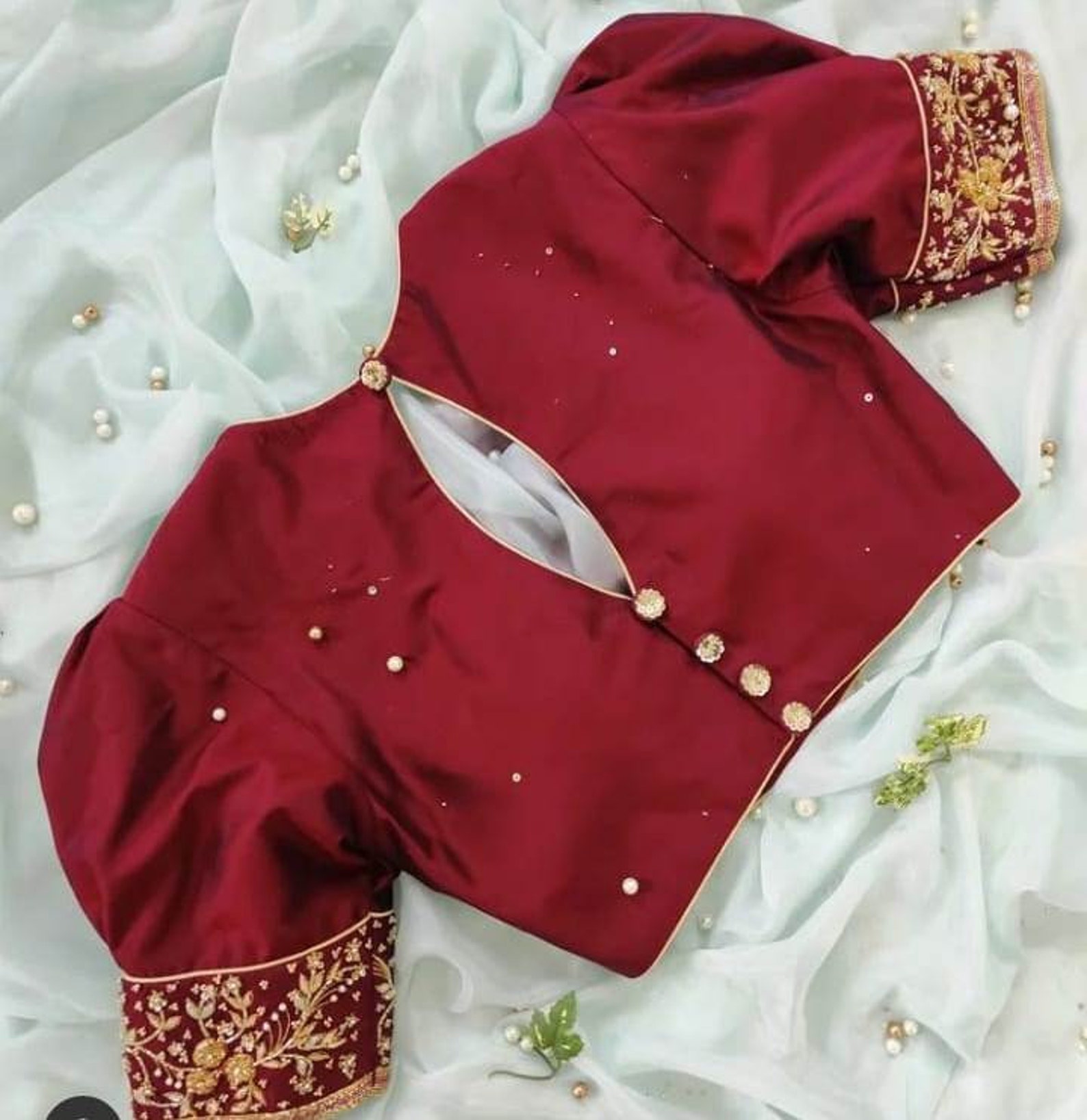 Maroon Embroidered Stitched Ready-made Blouse Party Wear Wedding ...