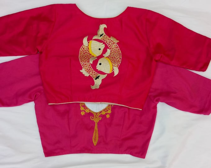 Puff Sleeves Padded Chikon Blouse Readymade Blouse Saree/choli Blouse ...