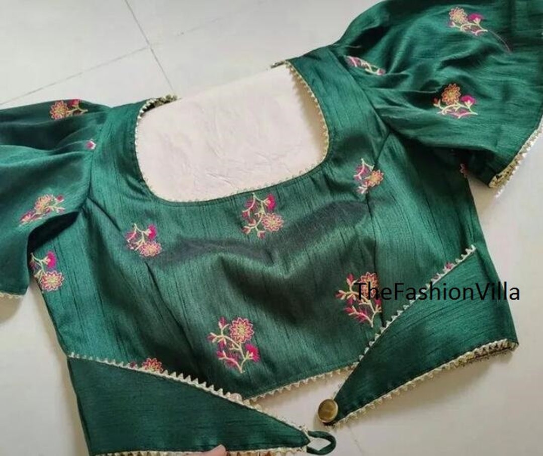 Traditional Embroidery Raw Silk Stitched Readymade Blouse Saree/sari ...