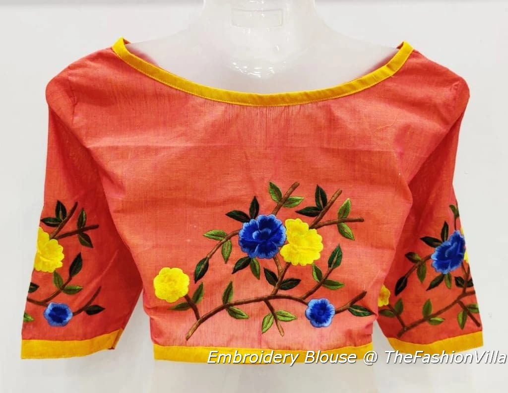 Hand Embroidered Cotton Stitched Readymade Blouse for - Etsy