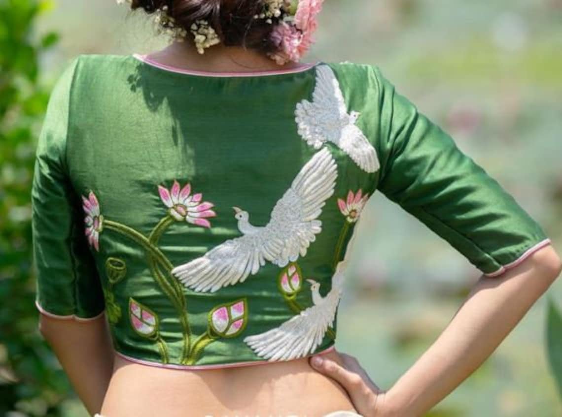 Beautiful Heavy Embroidered Cotton Silk Customize Saree Blouse - Etsy