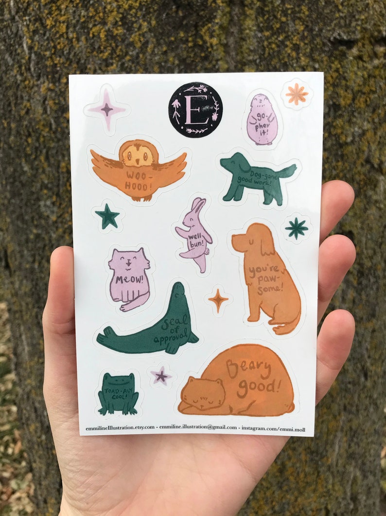 Cute Animal Themed Sticker Sheets - Etsy