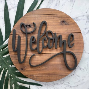 Rustic Welcome Round Reclaimed Wood Sign /welcome Decor - Etsy