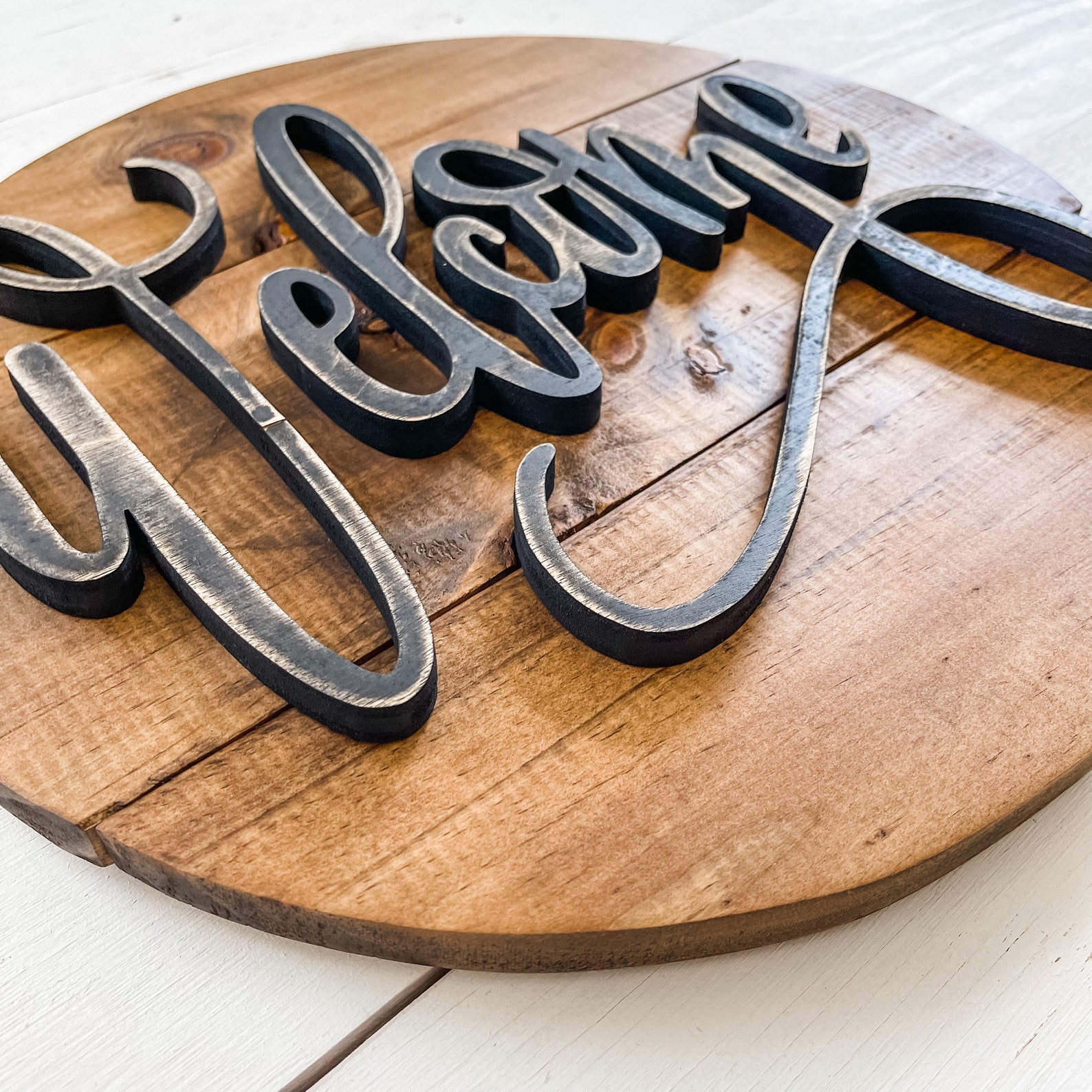 Rustic Welcome Round Reclaimed Wood Sign /welcome Decor | Etsy