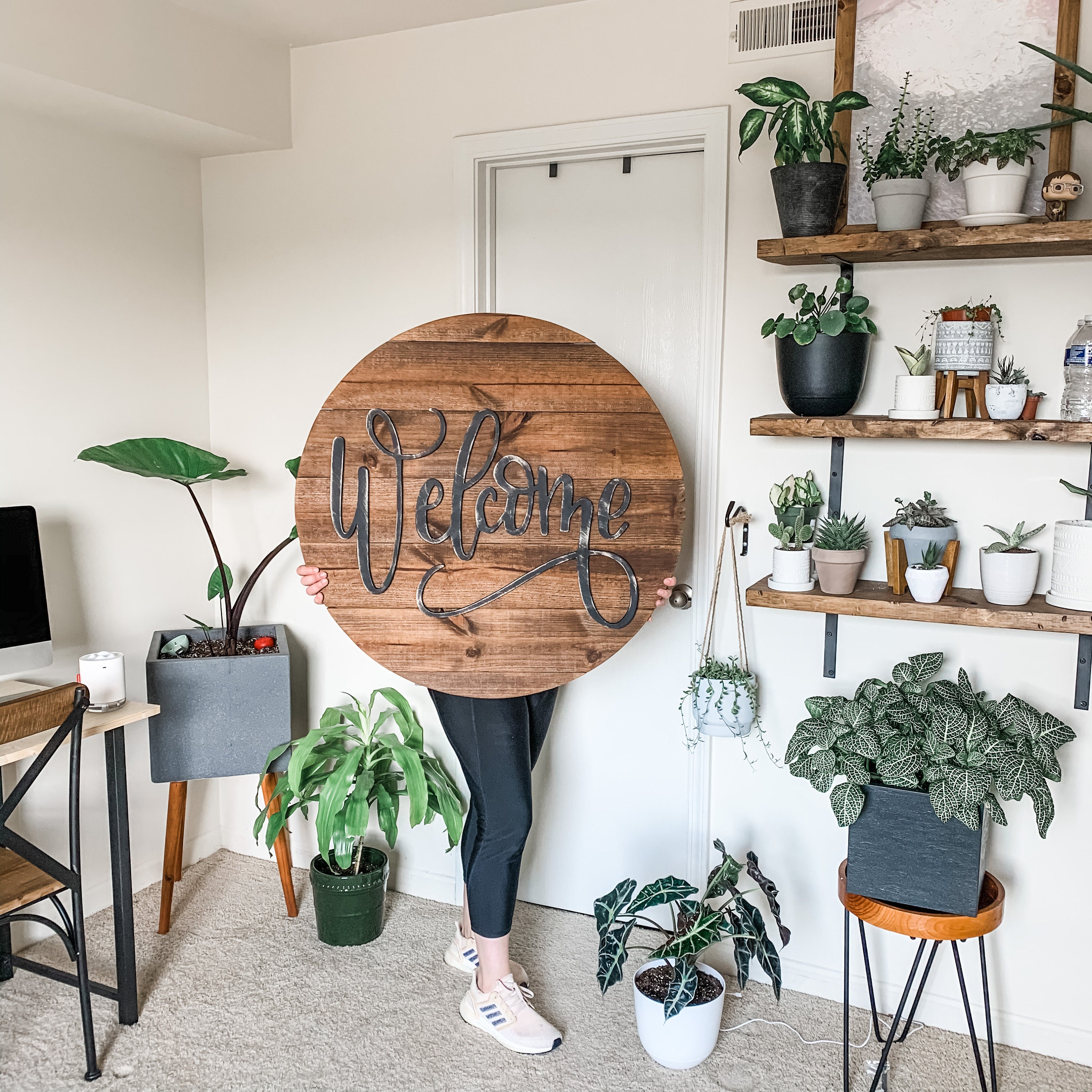 Rustic Welcome Round Reclaimed Wood Sign /Welcome Decor | Etsy
