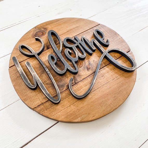 Rustic Welcome Round Reclaimed Wood Sign /welcome Decor | Etsy