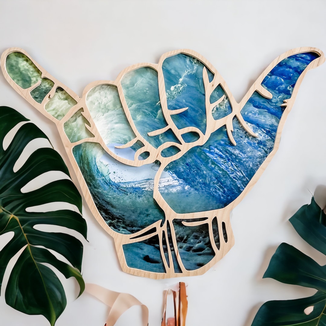 Shaka | Coastal Shaka Wall Art Surf Decor | Handmade Scroll Saw Wave ...
