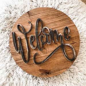 Rustic Welcome Round Reclaimed Wood Sign /welcome Decor | Etsy