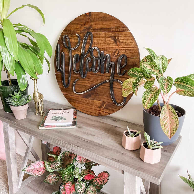 Rustic Welcome Round Reclaimed Wood Sign /welcome Decor - Etsy New Zealand