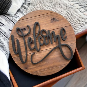 Rustic Welcome Round Reclaimed Wood Sign /welcome Decor - Etsy