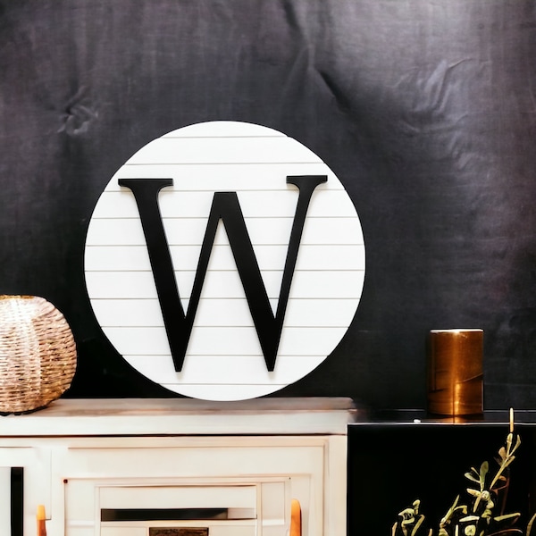 Letter Monogram on Wood Round Signs - Etsy
