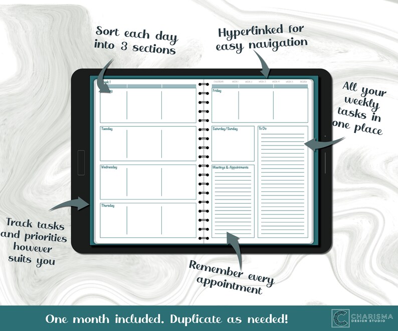 Undated Weekly Digital Planner. iPad Planner, Dateless Planner ...