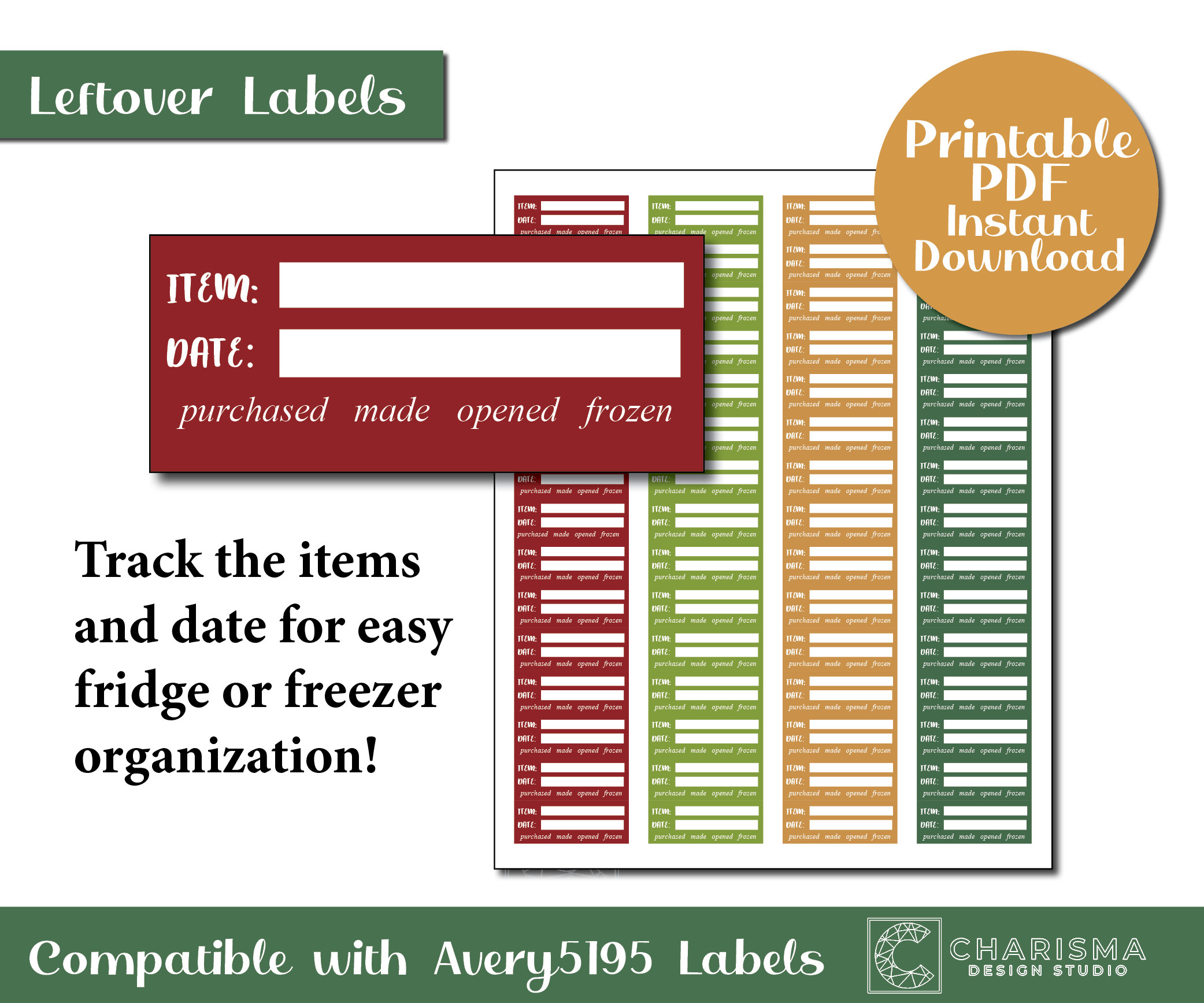 Leftover Meal Tracking Labels, Printable Leftover Labels, Leftover ...