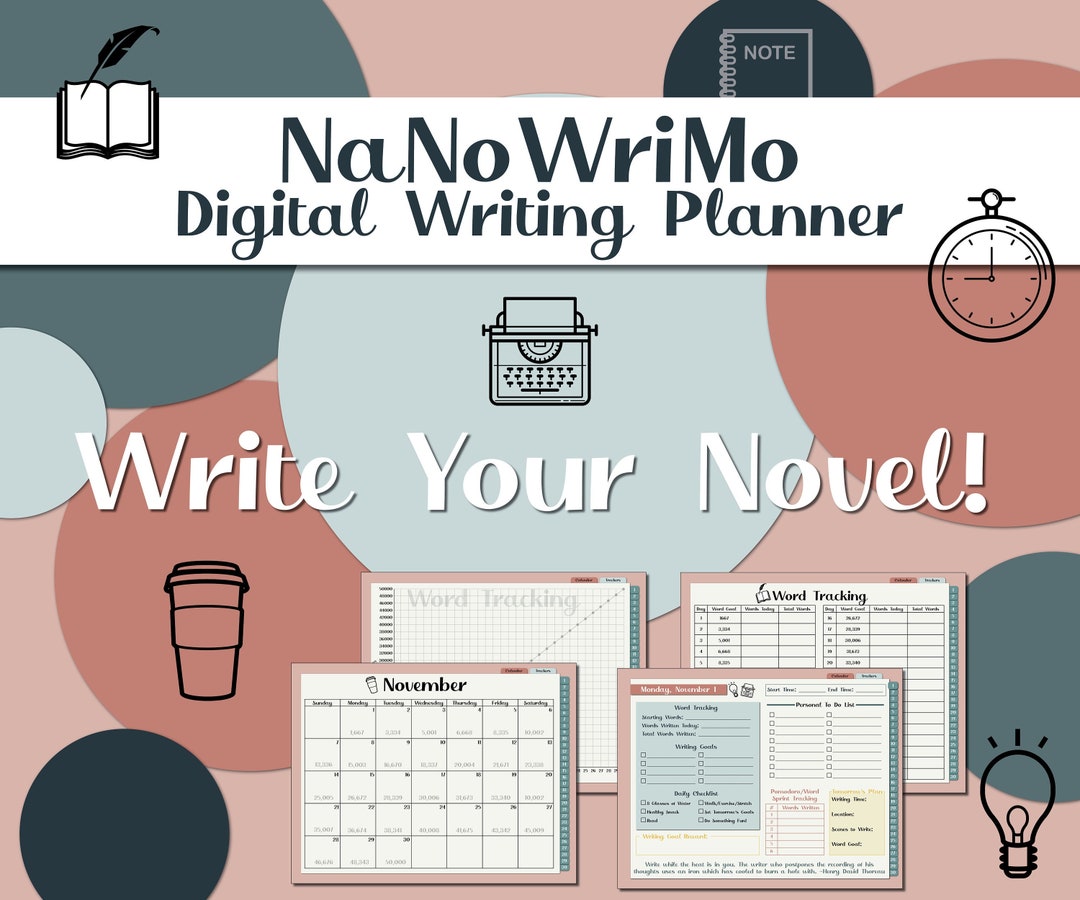 Authors Workbook Digital Planner. Book Writing. Nanowrimo. National ...