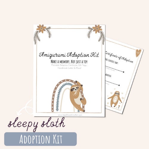 Amigurumi Adoption Kit - Sleepy Sloth - Etsy
