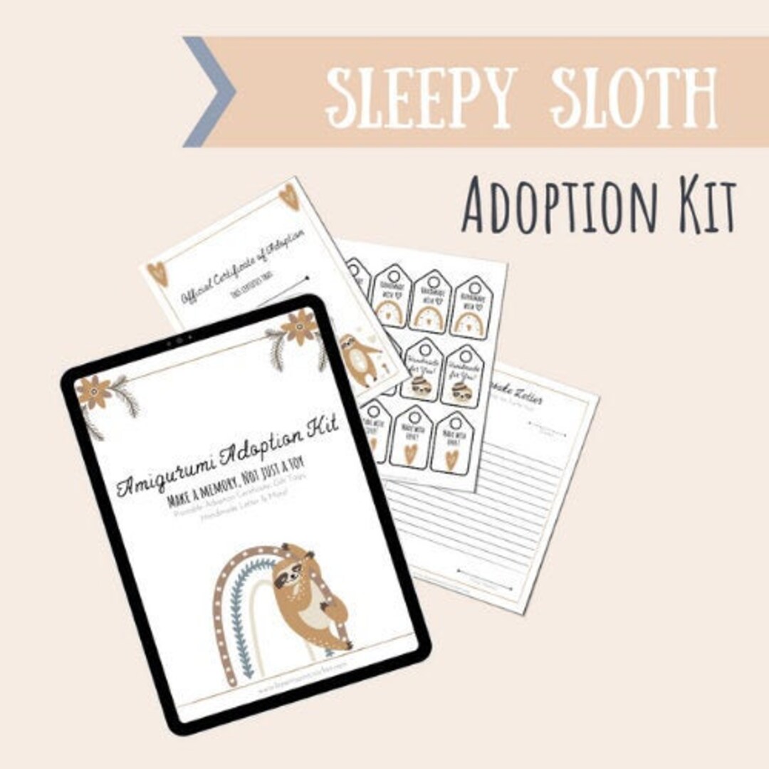 Amigurumi Adoption Kit - Sleepy Sloth - Etsy