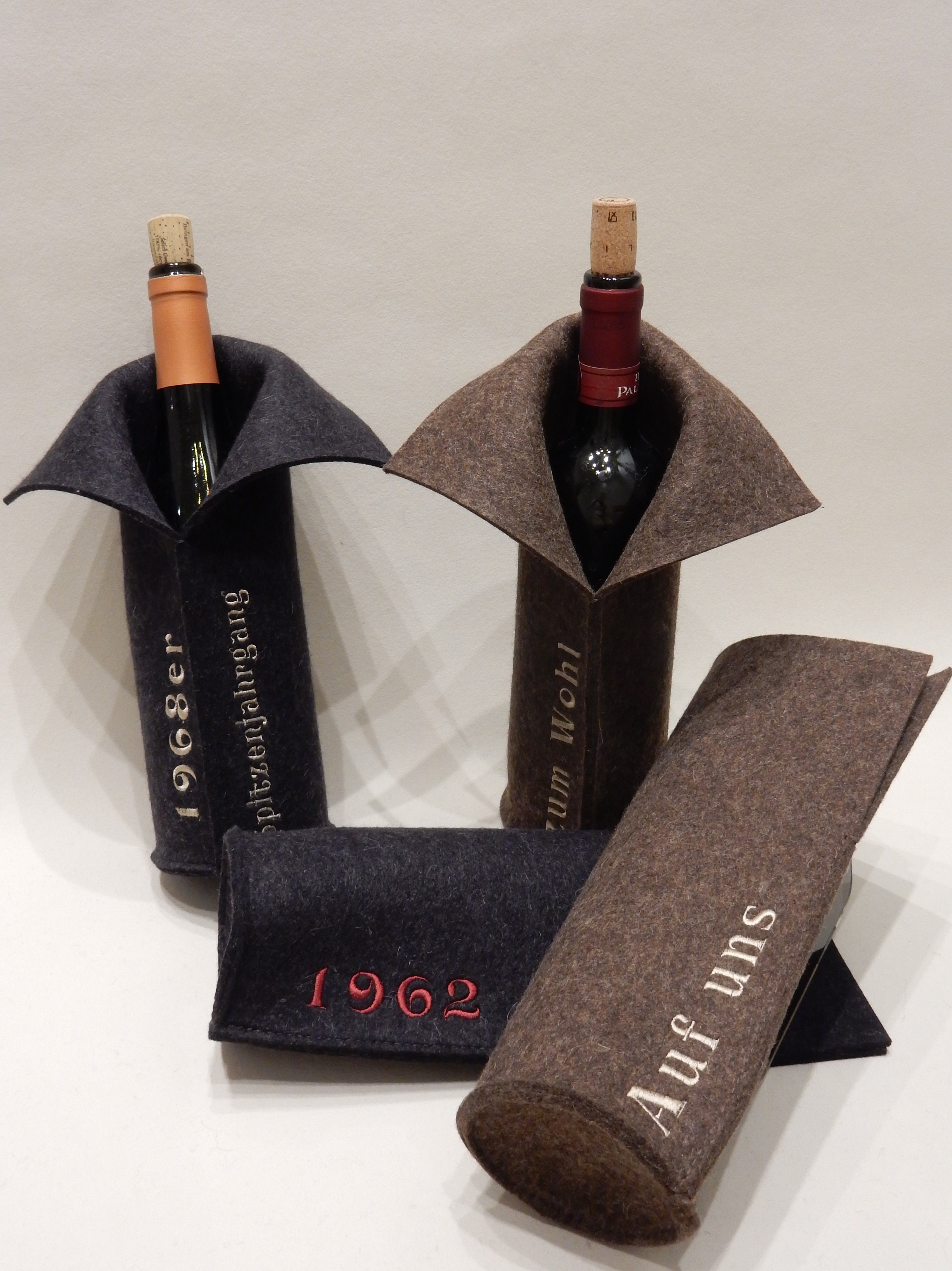 Wine Cuff Wool Felt Customizable Embroidered - Etsy