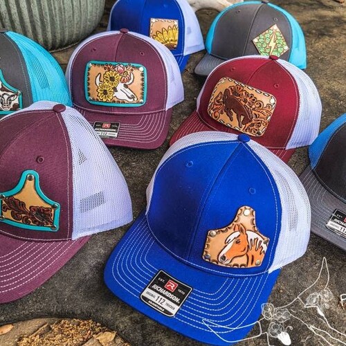 Custom Tooled Leather Patch Hat - Etsy