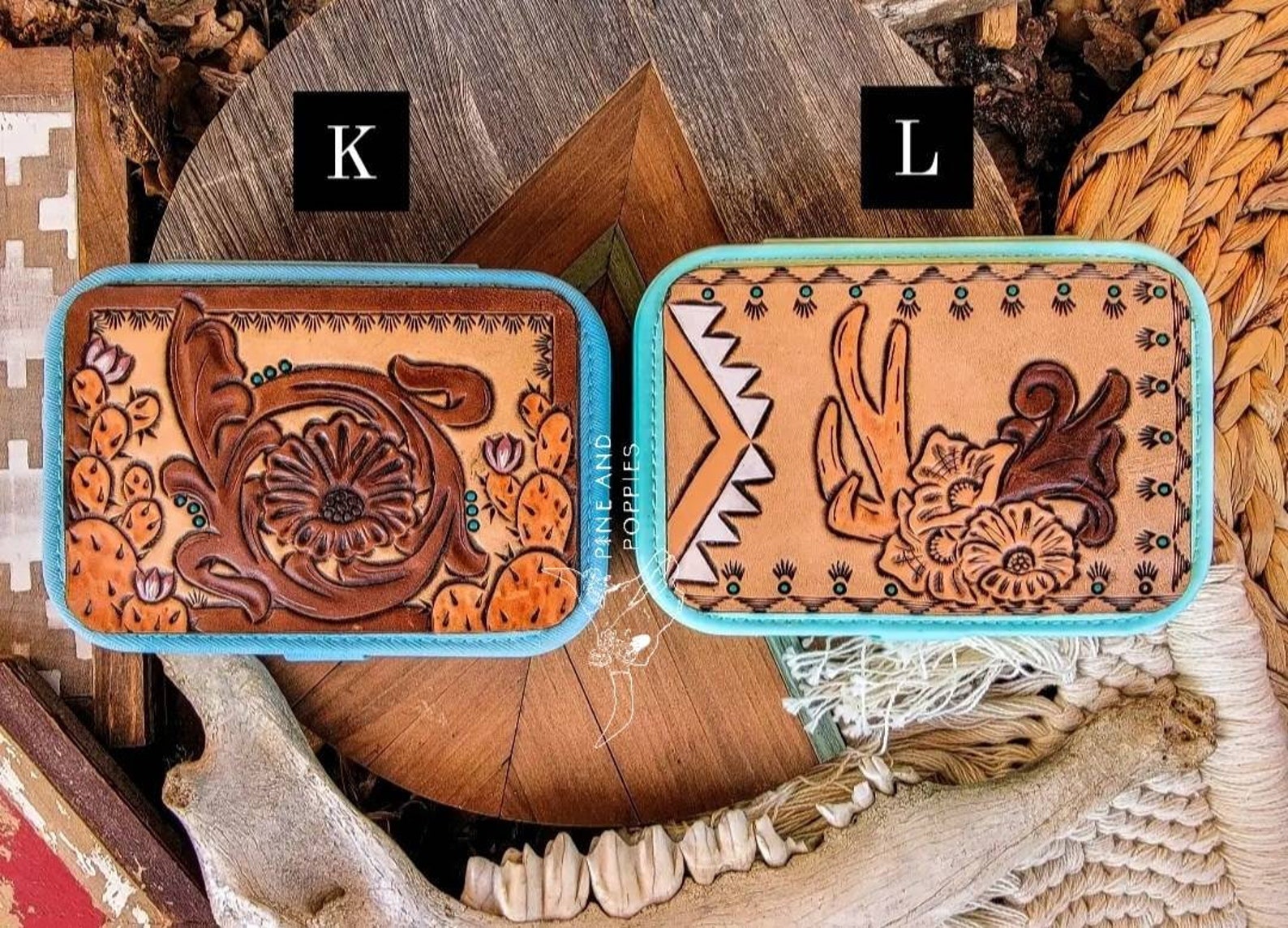 Large Tooled Leather Patch on Travel Jewelry - Etsy