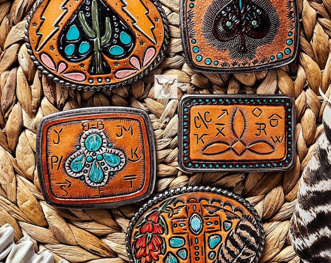 Tooled Leather Belt Buckle,flowers,western,cowgirl,country Girl,country ...