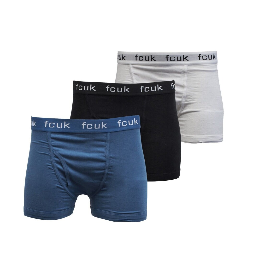 FCUK Men's Blue White Black 3 Pack Boxer Briefs - Etsy