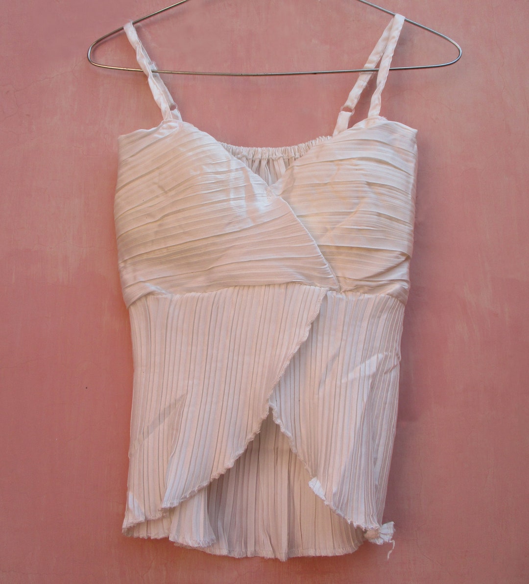 Handmade Casual Noodle Straps Solid Women White Top, Wonderful High ...